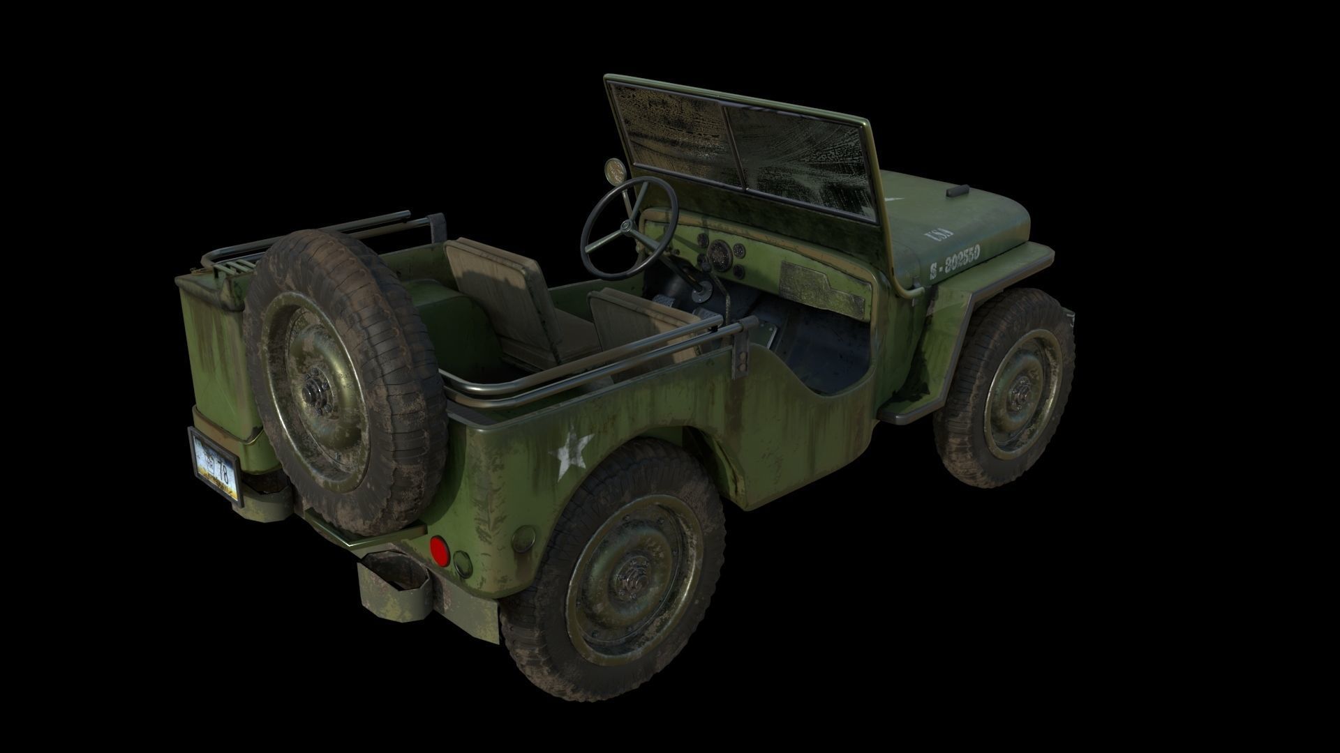 WILLY JEEP MID POLY MODEL FBX 4K TEXTURES 3D model | CGTrader