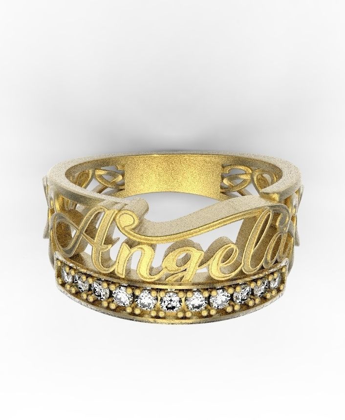Angela name ring 3D model 3D printable | CGTrader
