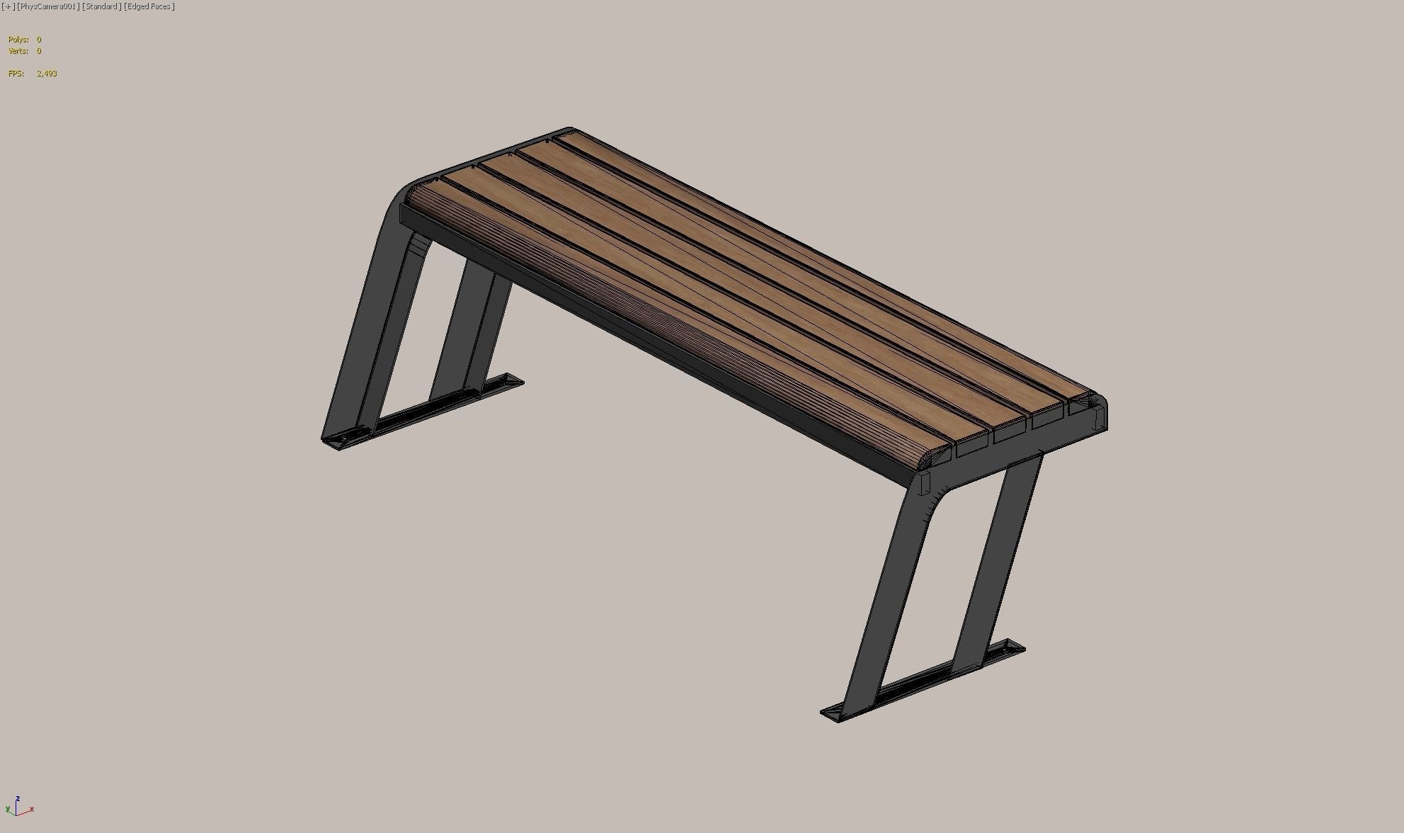 wooden street bench model 3D model | CGTrader