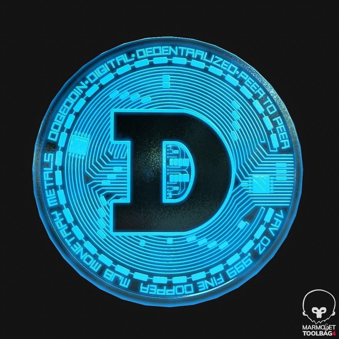 3D model Dogecoin Pbr gold coin with letter d VR / AR / low-poly | CGTrader