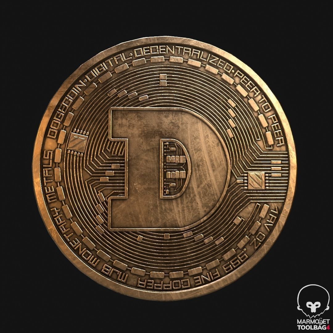 3D model Dogecoin Pbr gold coin with letter d VR / AR / low-poly | CGTrader