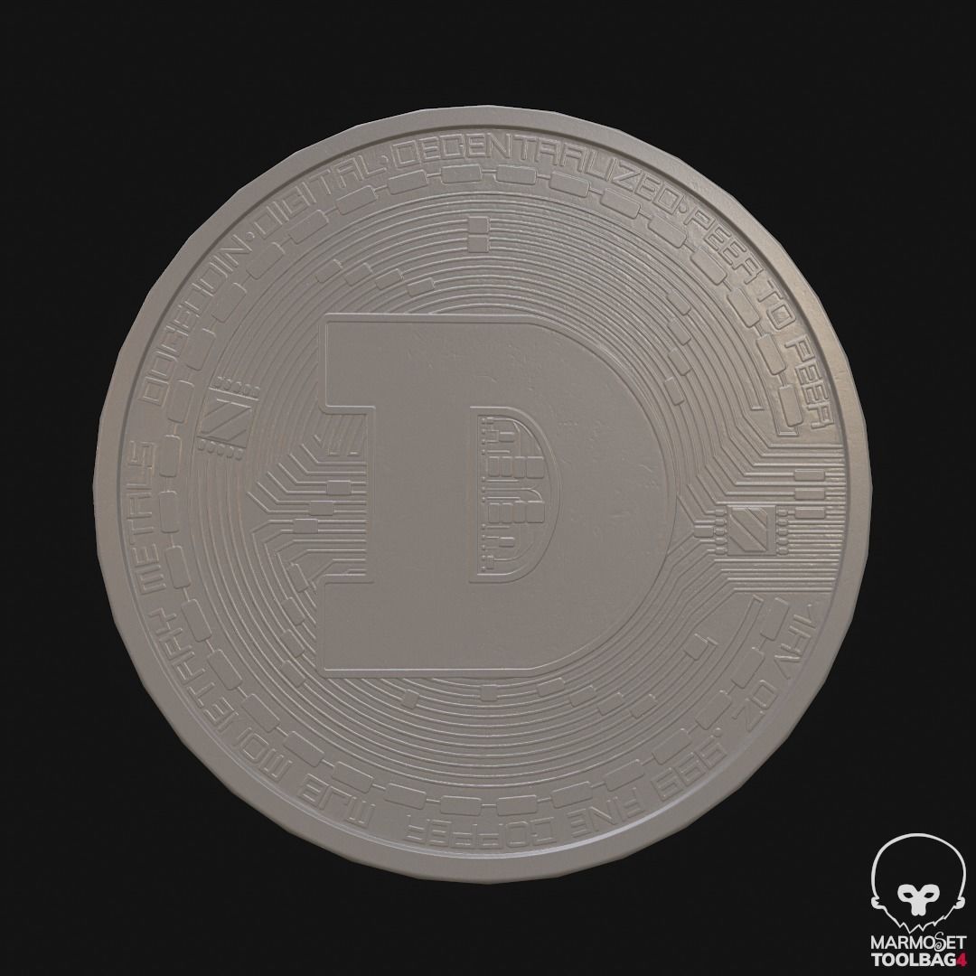 3D model Dogecoin Pbr gold coin with letter d VR / AR / low-poly | CGTrader