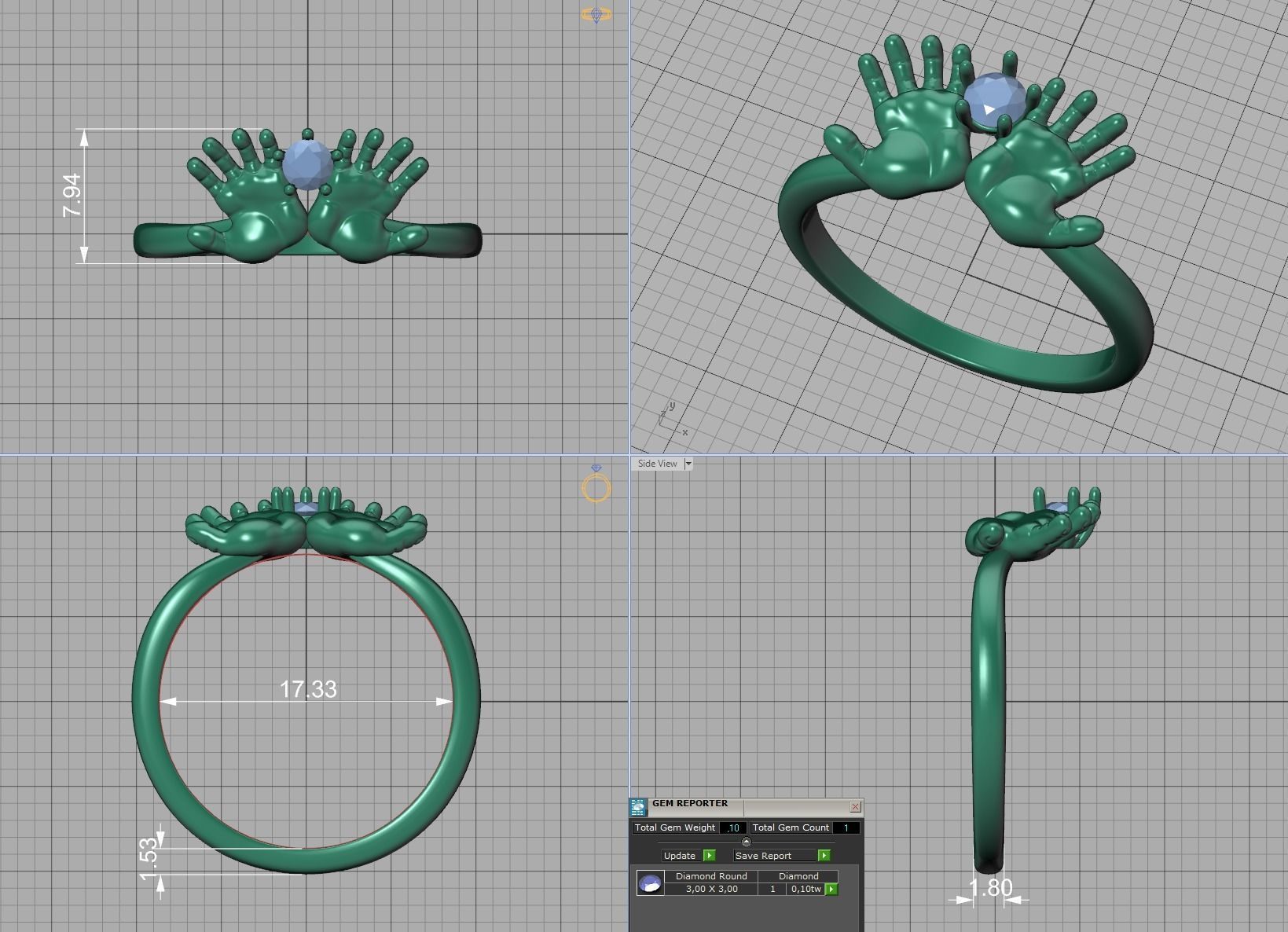 Baby Palms Ring Newborn Ring Birthstone 3dmodel 3D model 3D printable ...