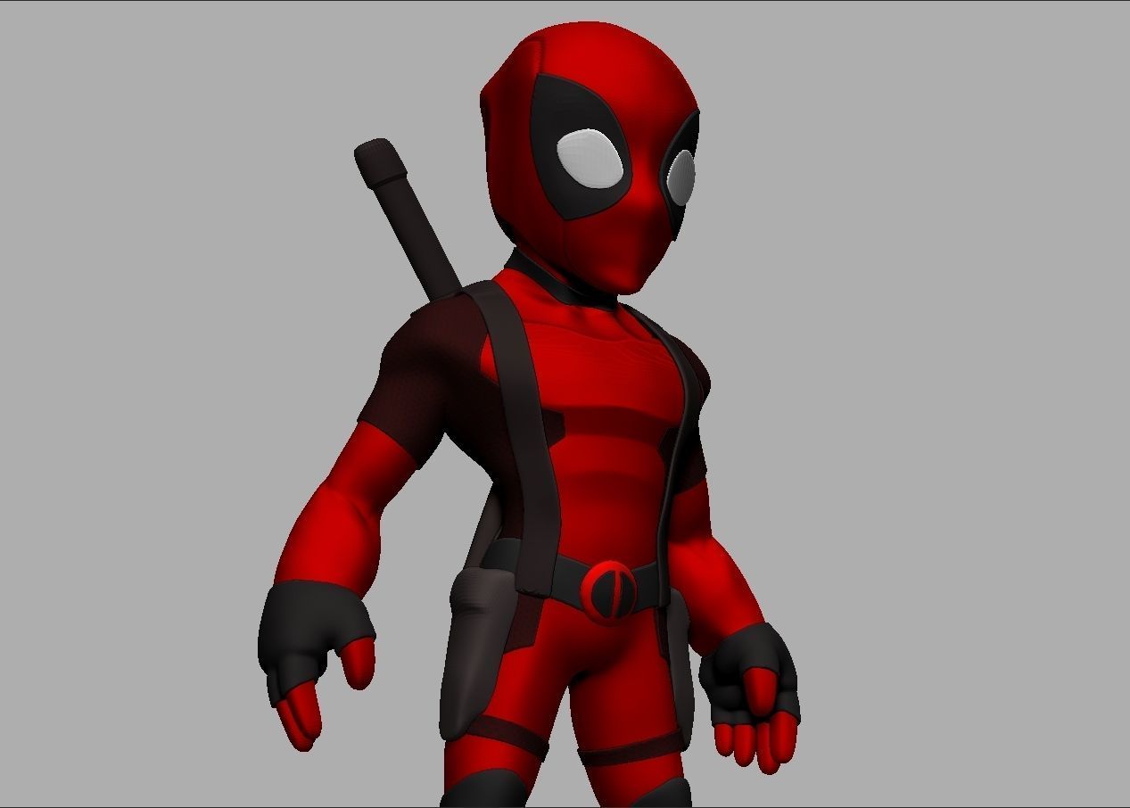 Chibi cartoon deadpool model 3D model 3D printable | CGTrader