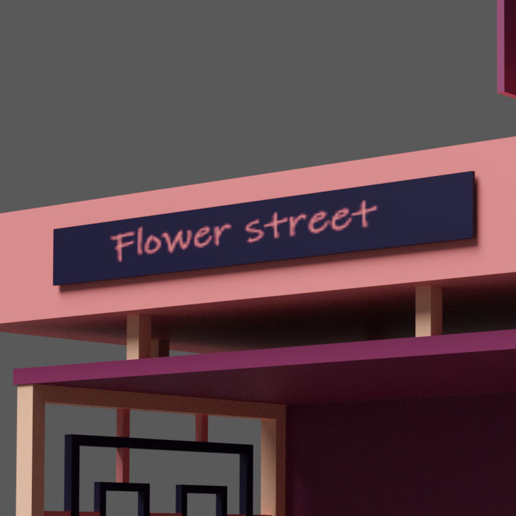 3D model Pink bus stop - with flower VR / AR / low-poly | CGTrader