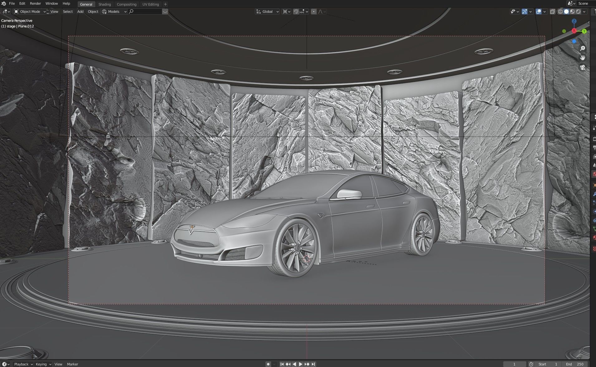 Tesla Model S - Rock Wall Location 3D model | CGTrader