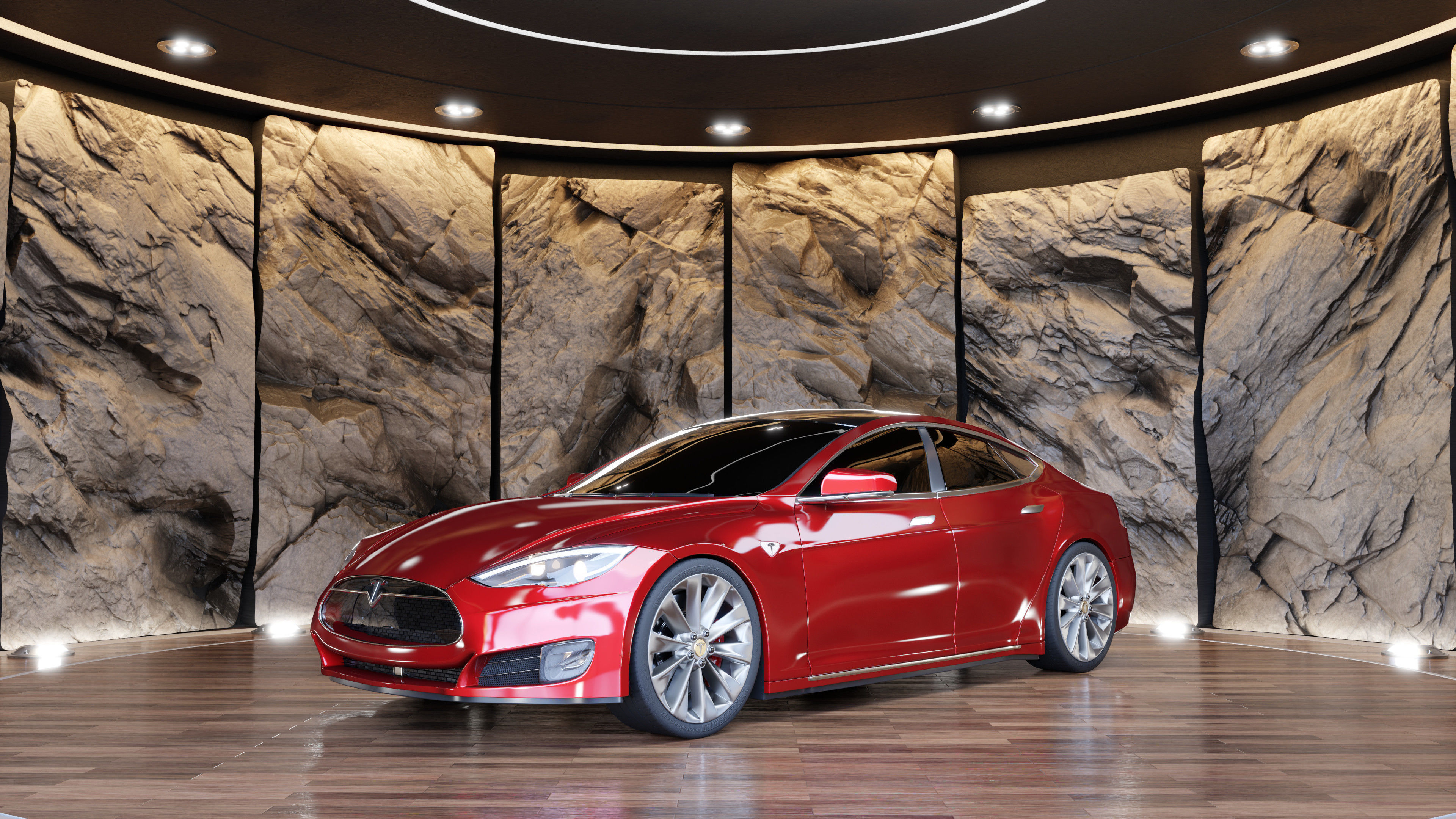 Tesla Model S - Rock Wall Location 3D model | CGTrader
