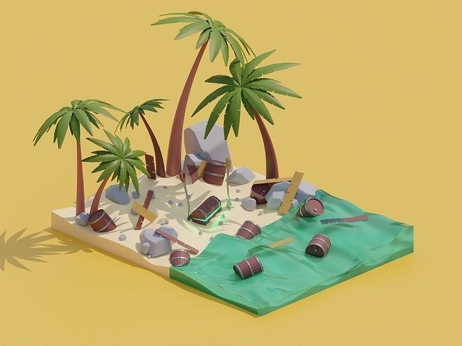 Treasure island free VR / AR / low-poly 3D model | CGTrader