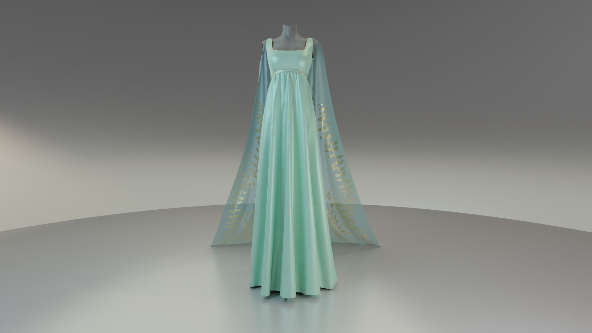 3D model Royal Formal Gown with Dress and Cape VR / AR / low-poly ...