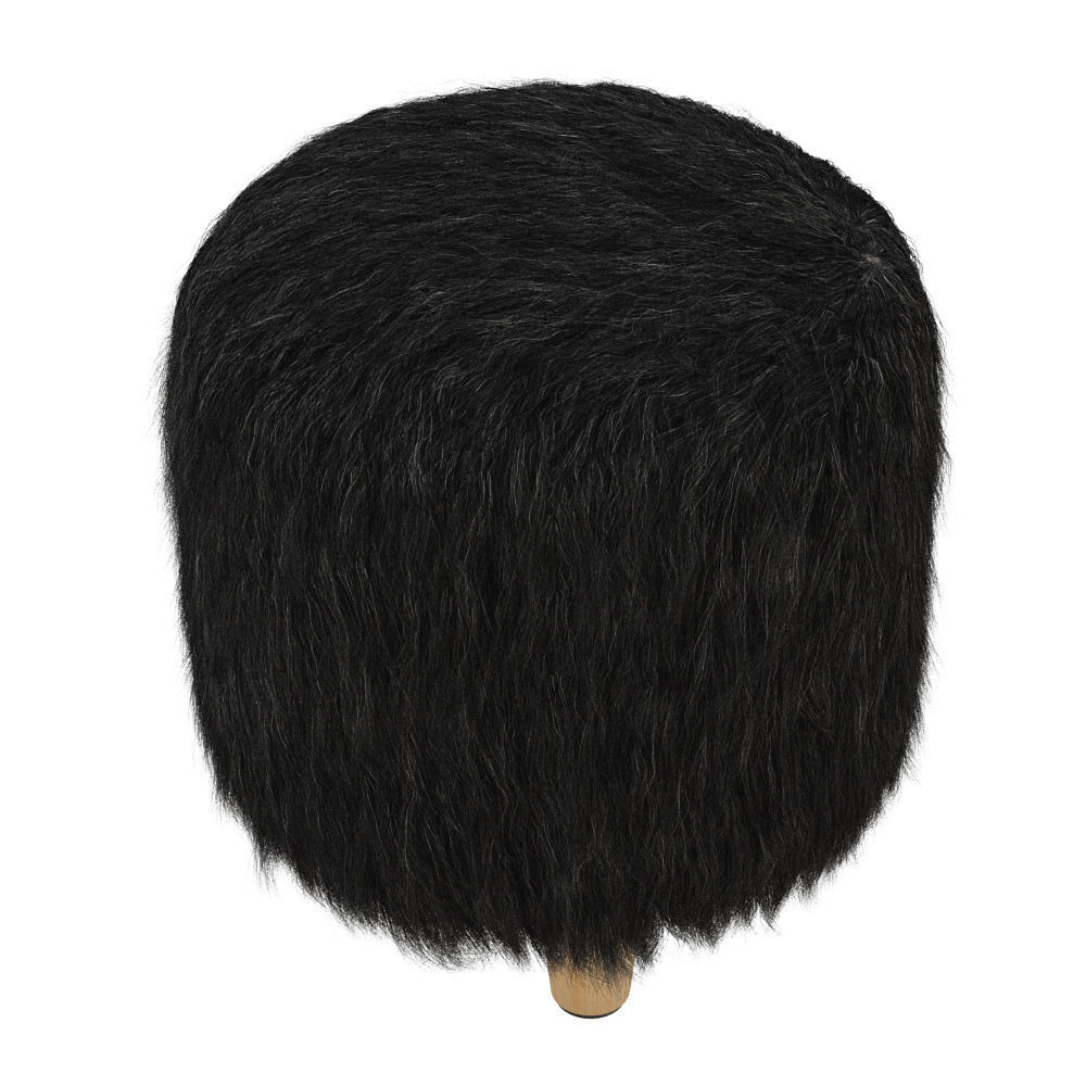 Round fur pouf with legs 3D model | CGTrader