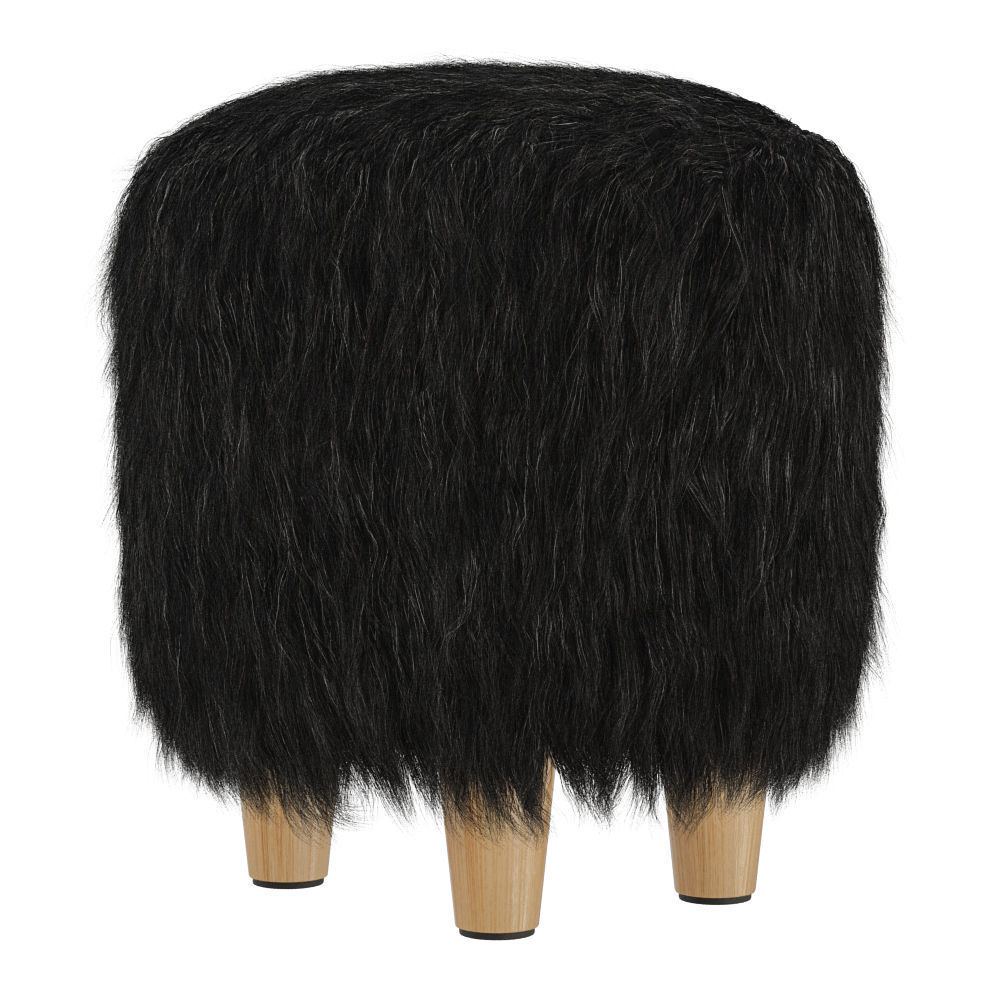 Round fur pouf with legs 3D model | CGTrader