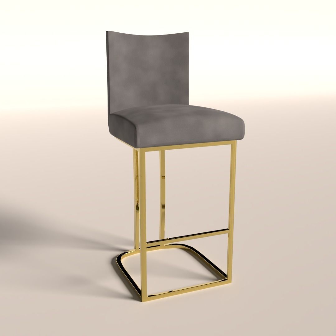 Heidi Velvet Counter Stool free 3D model | CGTrader