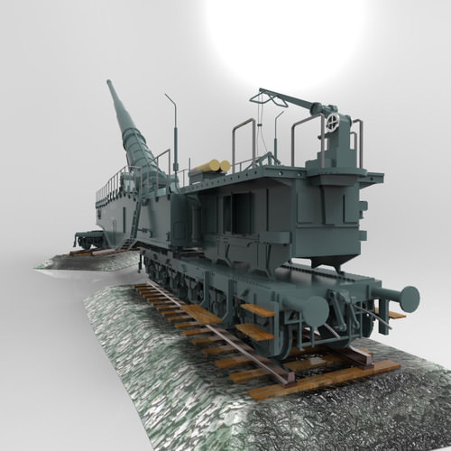 Leopold German Rail Gun WWII 28633 3D Model rigged MAX - CGTrader.com