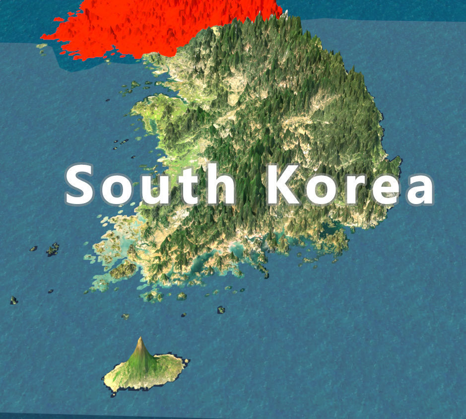 Korean Peninsula north and south Korea 3D Topography MODEL 3D model ...