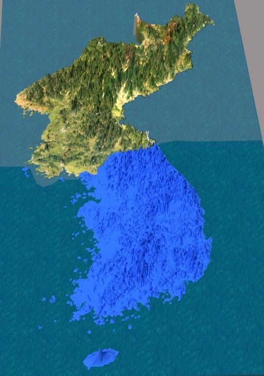 Korean Peninsula north and south Korea 3D Topography MODEL 3D model ...