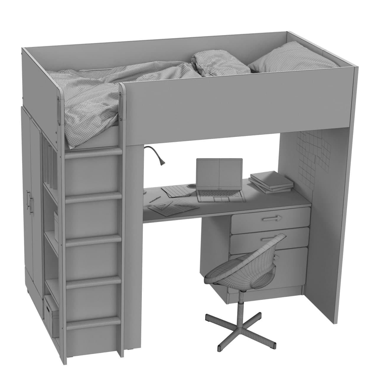 3D model Bed SMASTAD SMOSTAD Chair LOBERGET SIBBEN VR / AR / low-poly ...