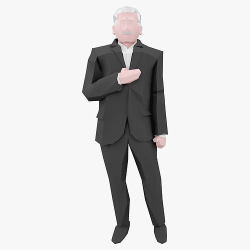 3D model character low poly 5 man in suit - man in suit VR / AR / low ...
