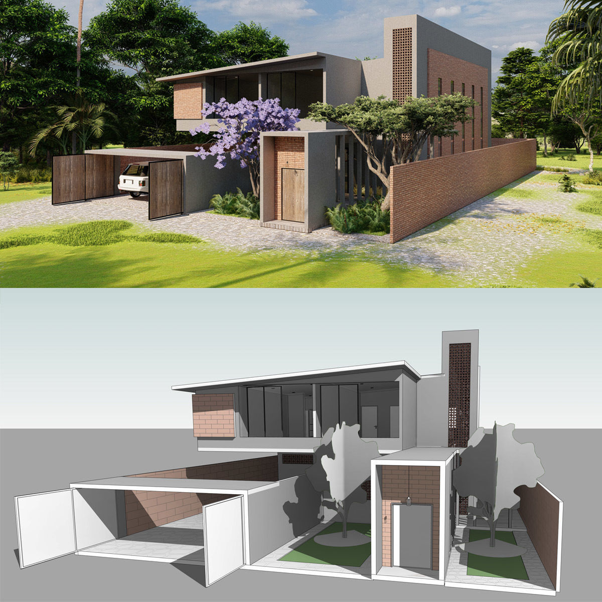 Revit modern house 3D model | CGTrader