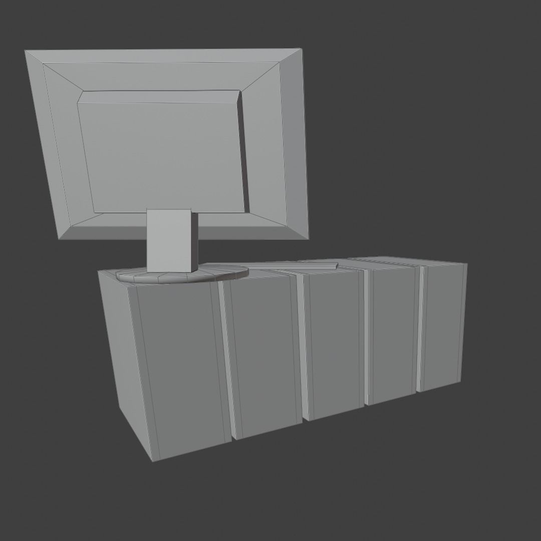 Pack of 4 computers with monitor and keyboard free VR / AR / low-poly ...