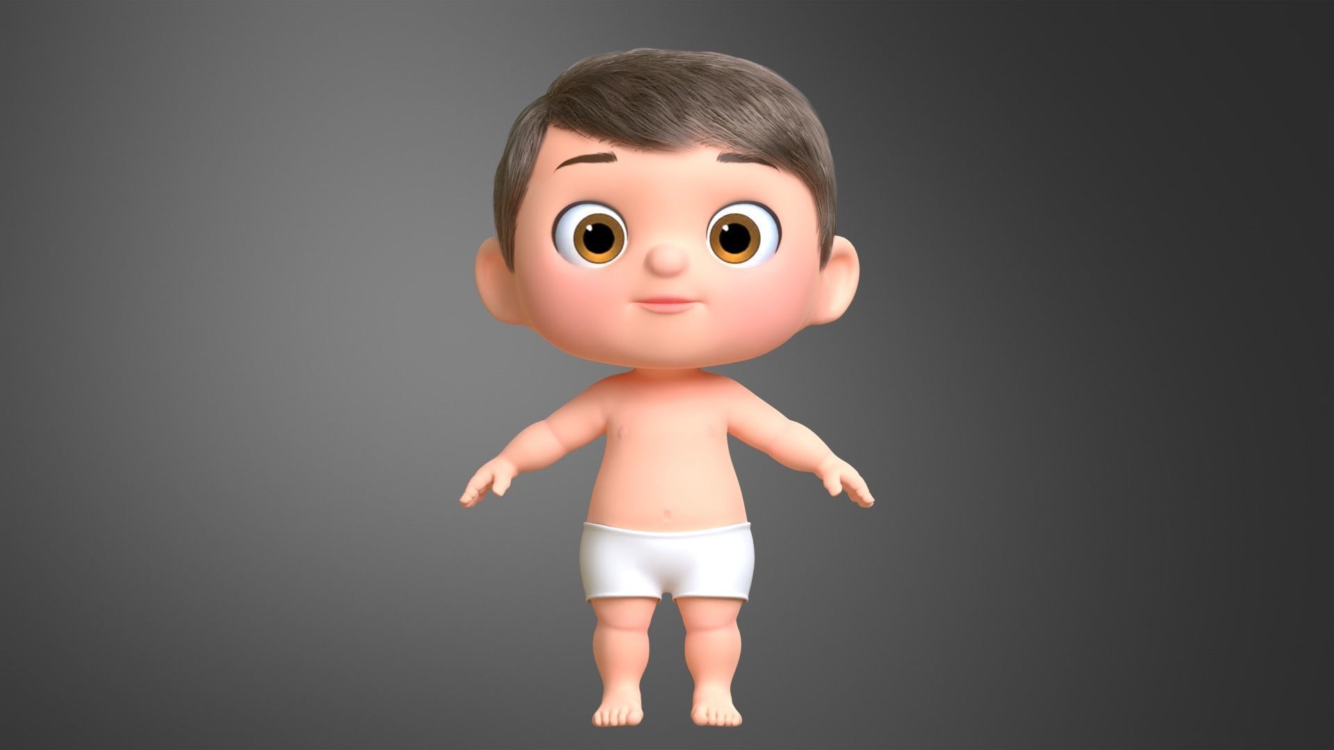 Grey Cartoon Baby Character 3D model rigged | CGTrader