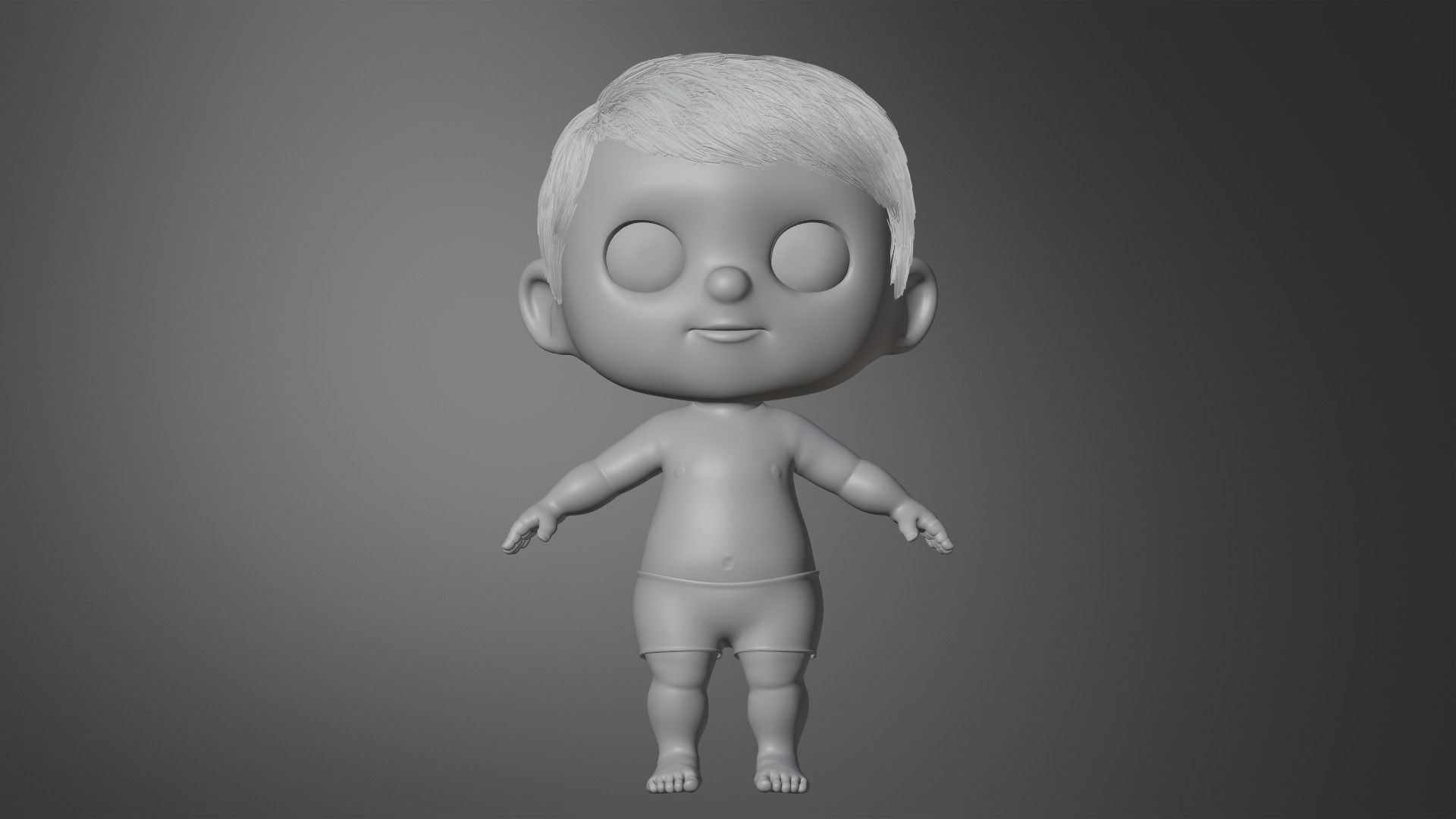 Grey Cartoon Baby Character 3D model rigged | CGTrader