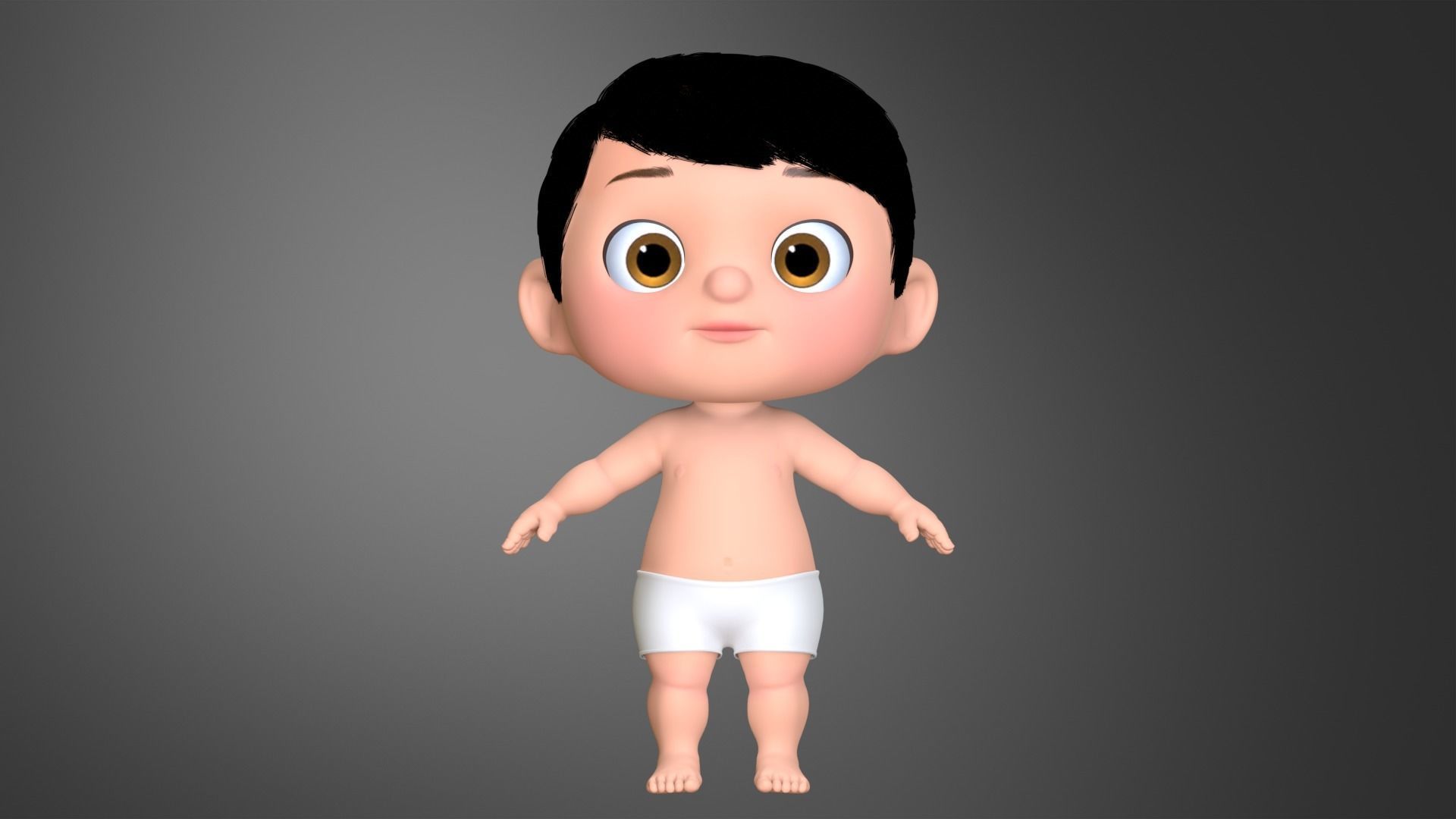 Grey Cartoon Baby Character 3D model rigged | CGTrader