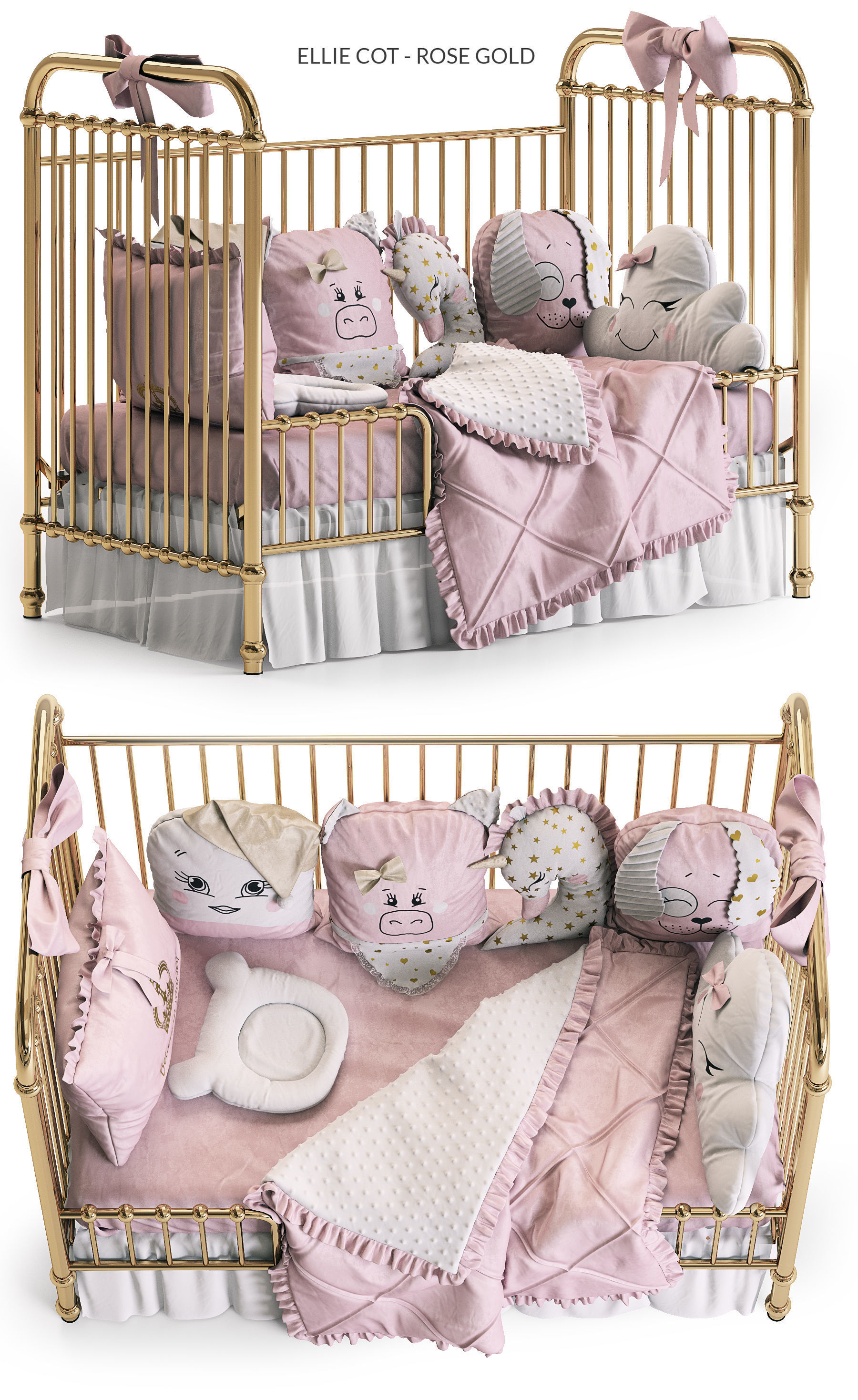 Incy Interiors ELLIE COT - ROSE GOLD bed 3D model | CGTrader