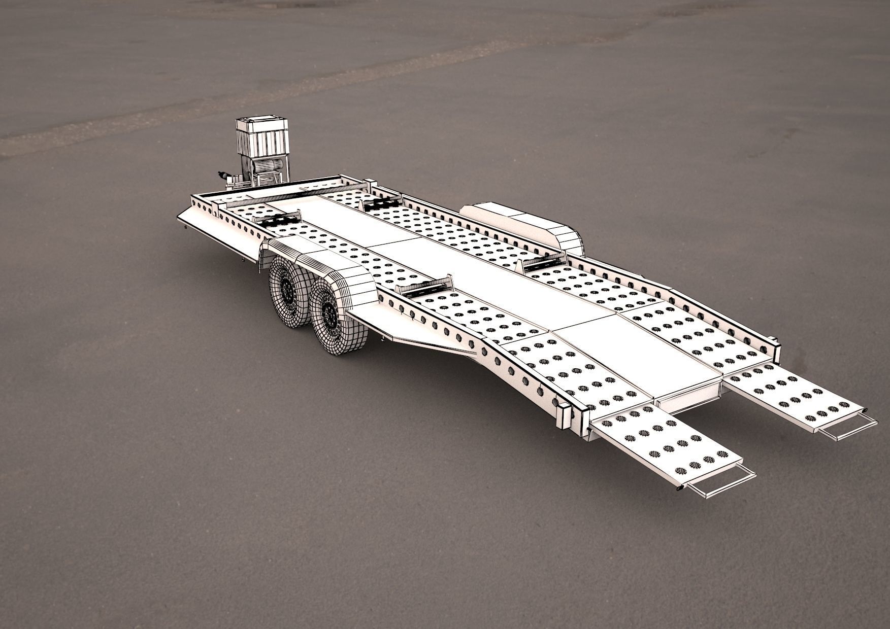 car carrier trailer 3d model 3D model | CGTrader