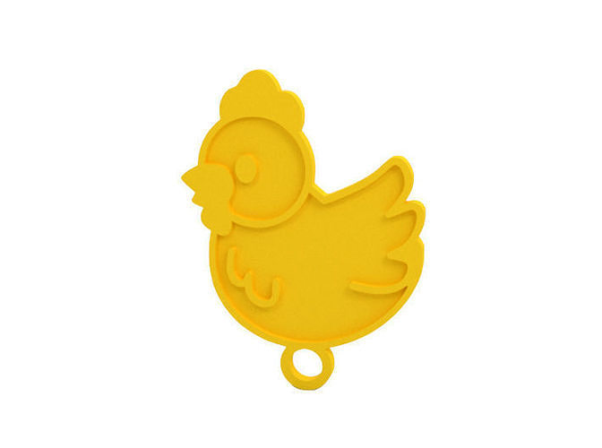 Keychain chicken shaped cookie cutter 3D model 3D printable | CGTrader