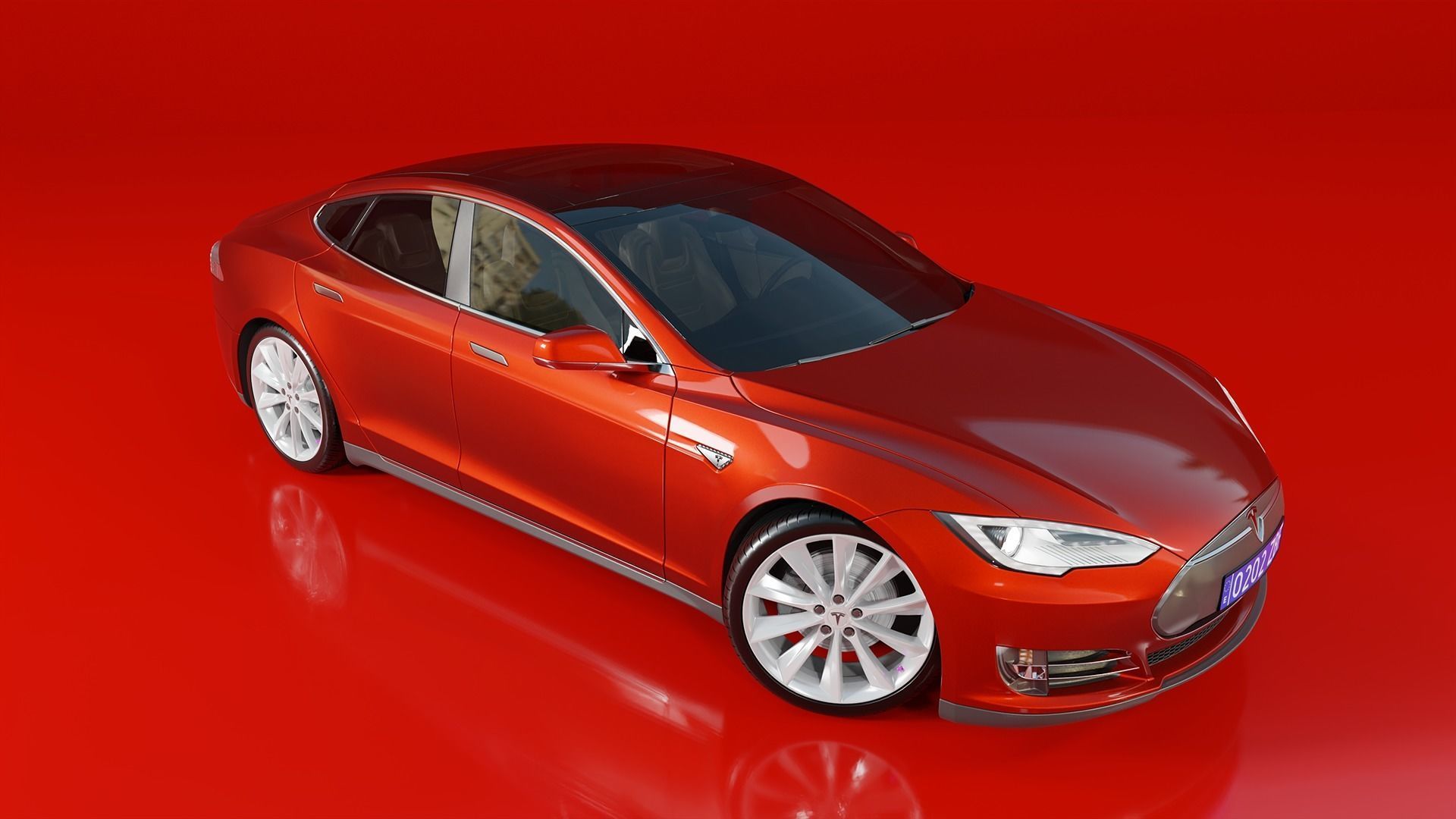 Tesla MODEL S car with heart free 3D model | CGTrader