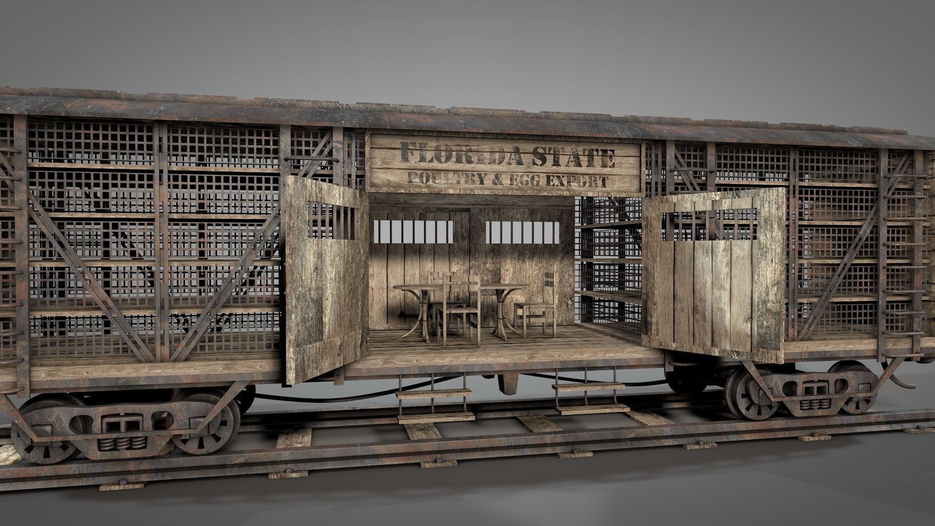 Poultry Train Car 3D model | CGTrader