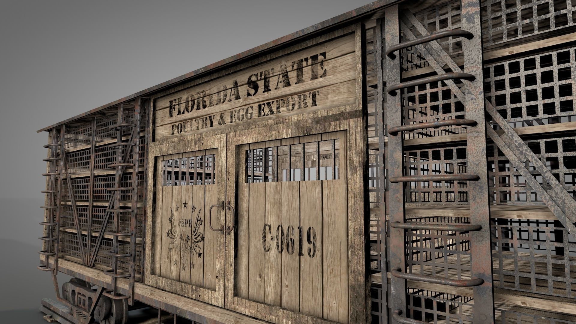 Poultry Train Car 3D model | CGTrader