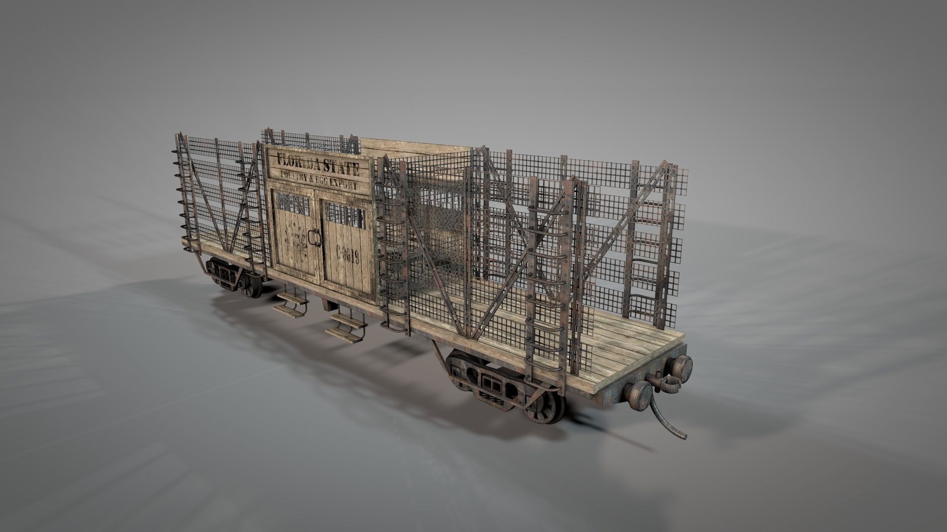 Poultry Train Car 3D model | CGTrader