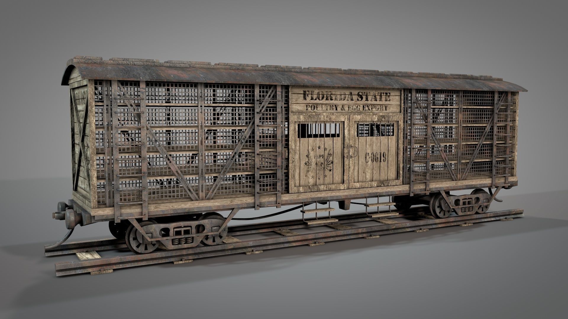 Poultry Train Car 3D model | CGTrader