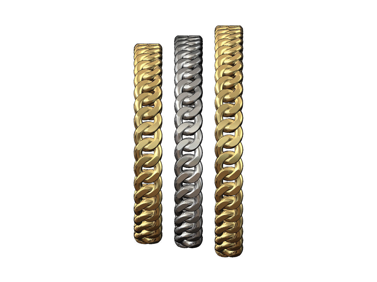 Solid 7mm wide Cuban chain link cuff bracelet 3D model 3D printable ...