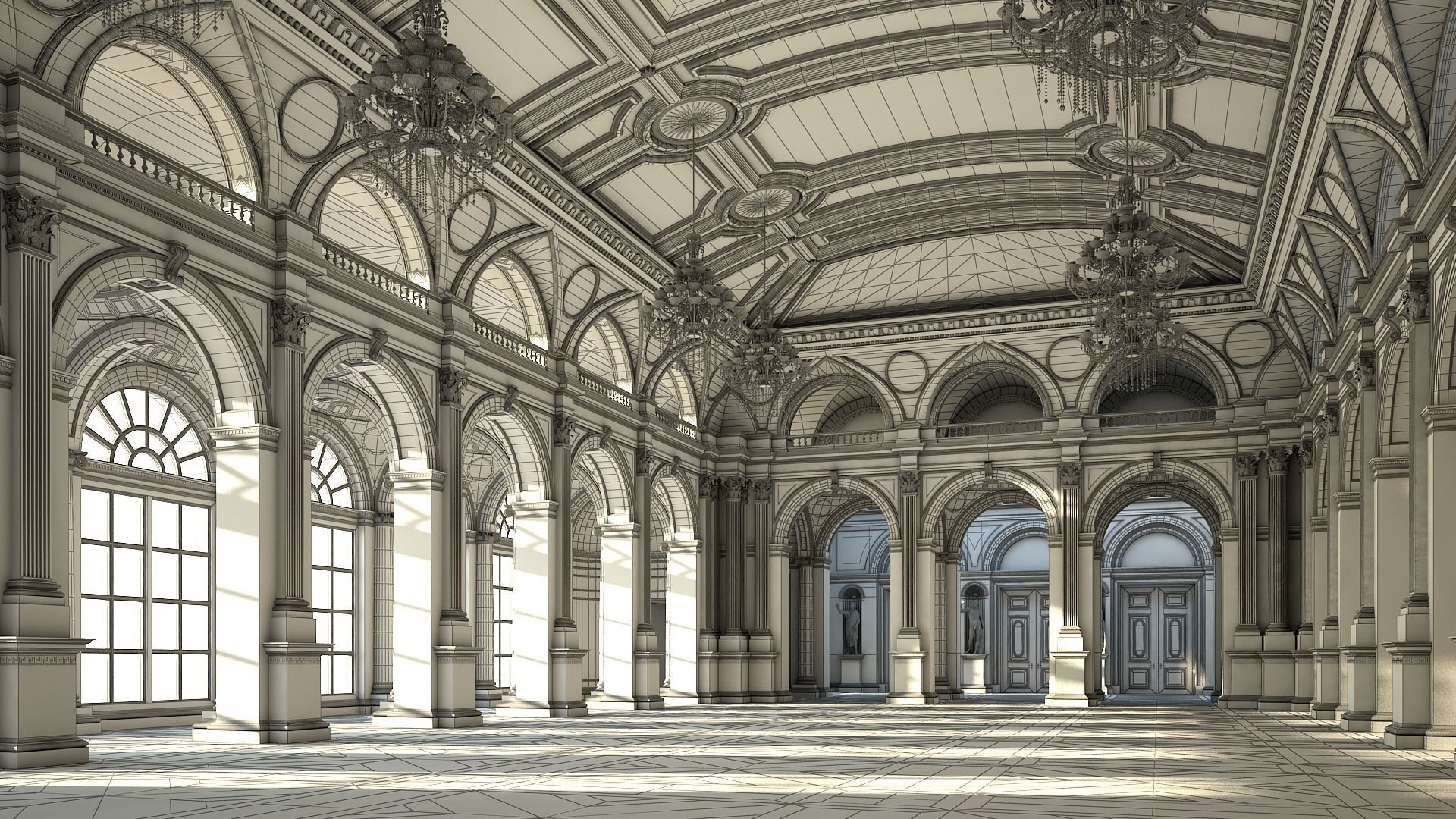 Classical Hall 3D model | CGTrader