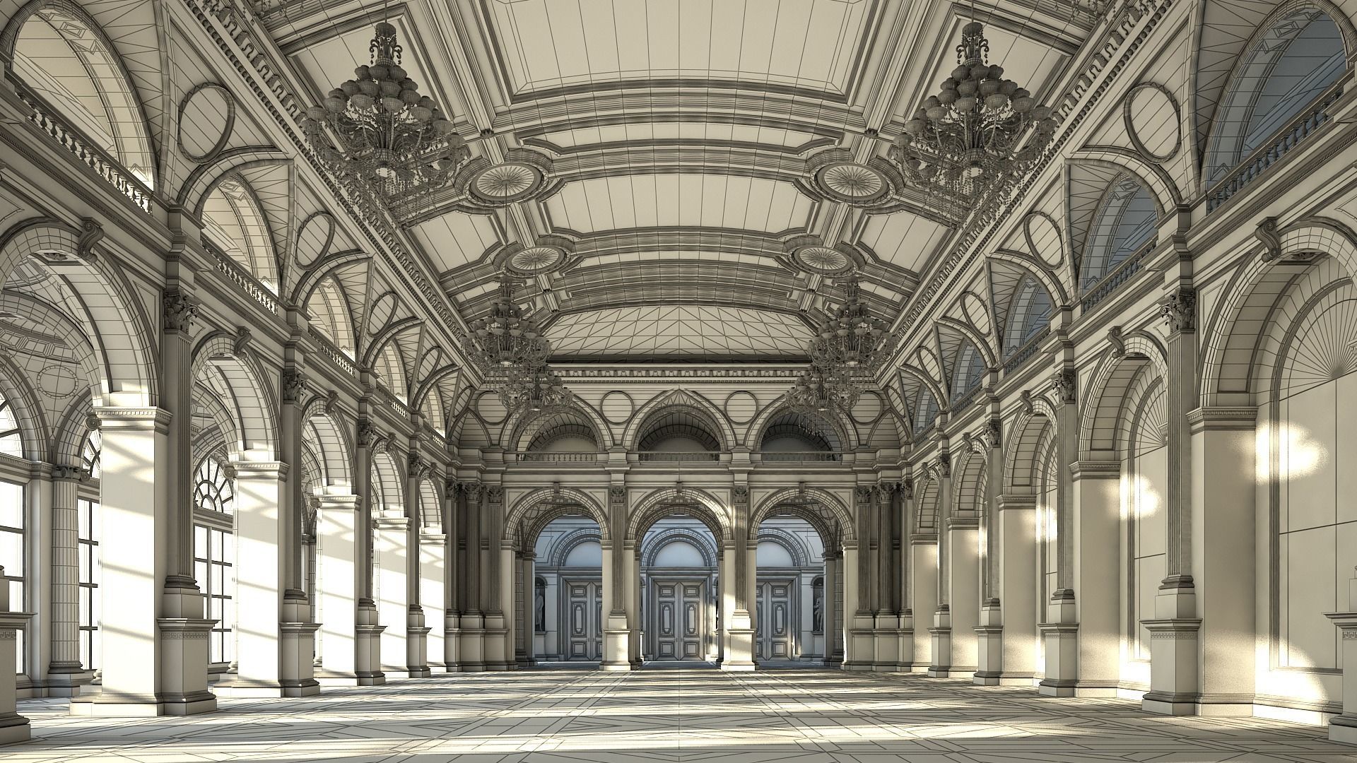 Classical Hall 3D model | CGTrader