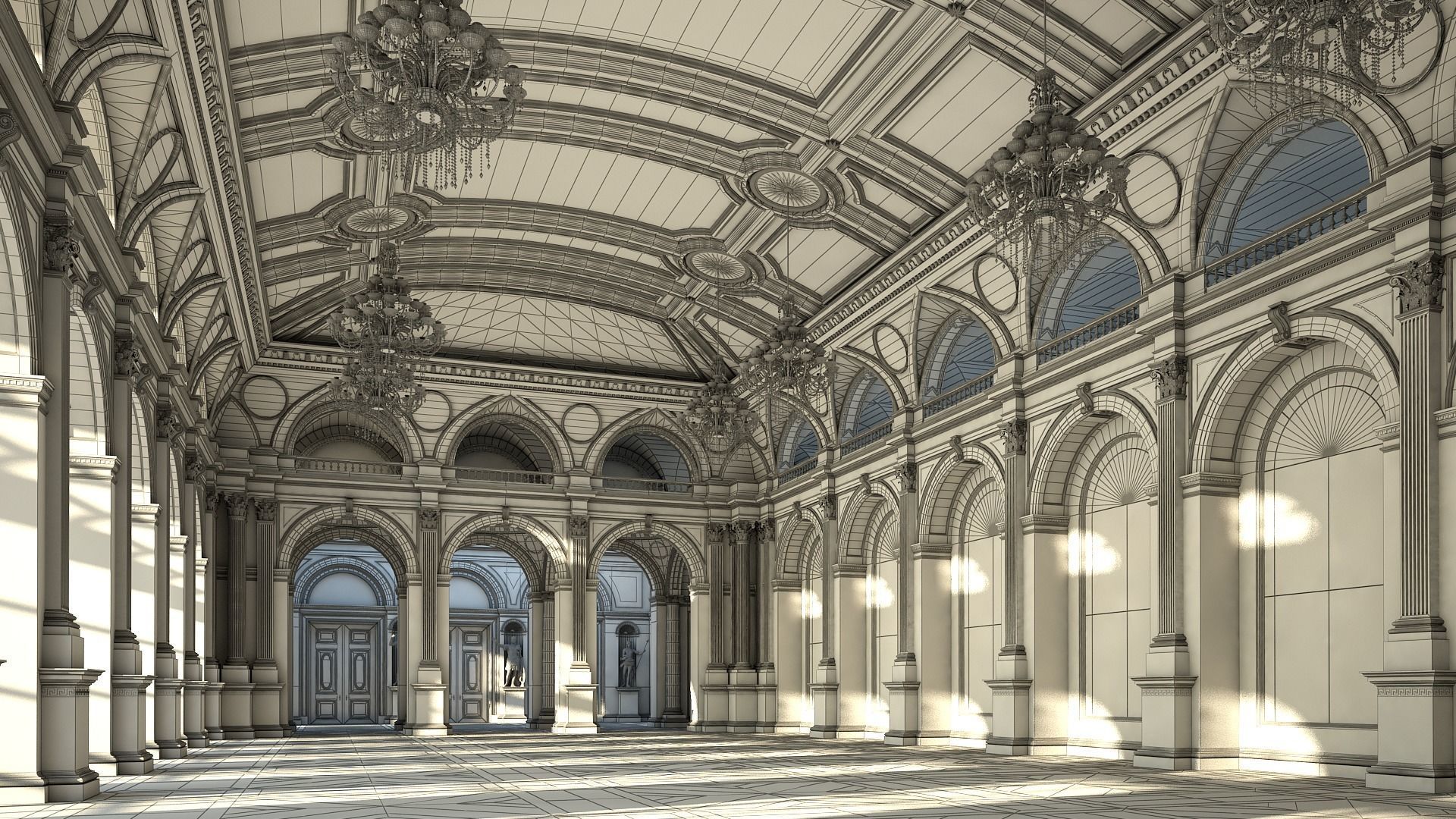 Classical Hall 3D model | CGTrader
