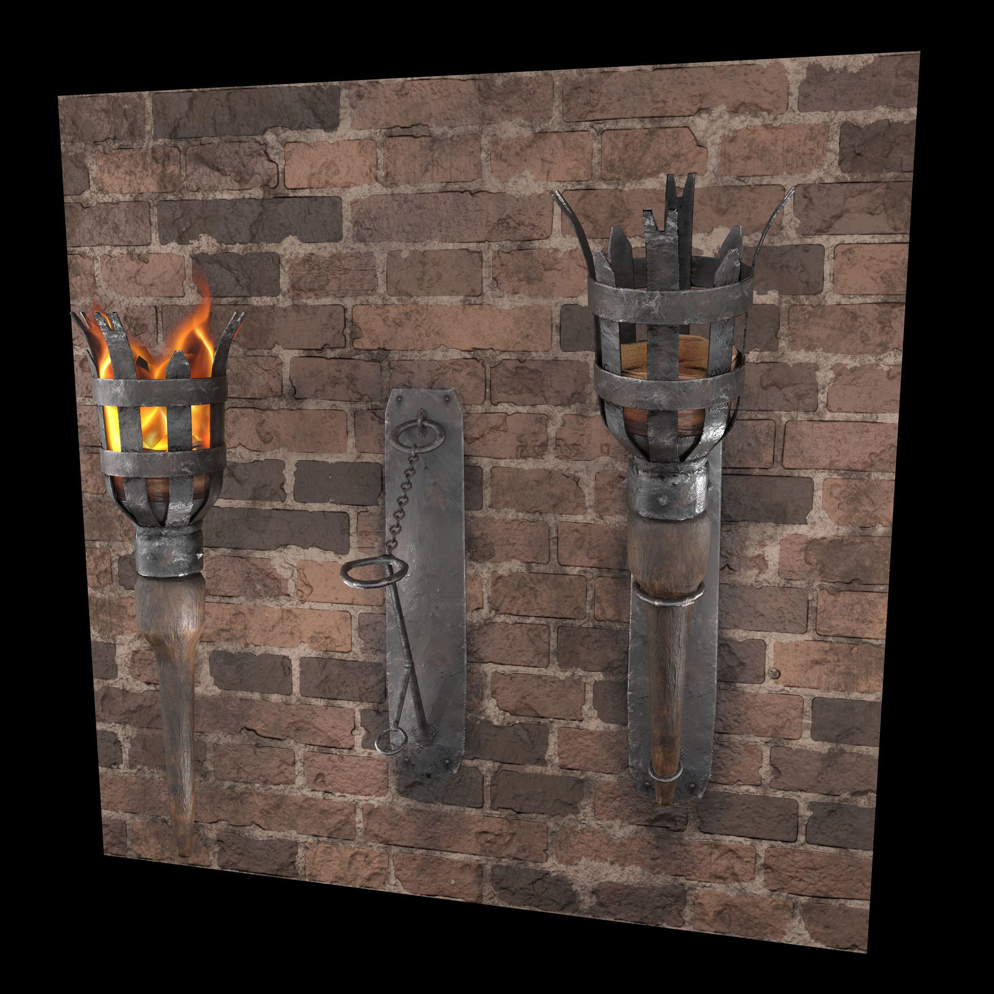 3D model Medieval Wall Torch VR / AR / low-poly | CGTrader