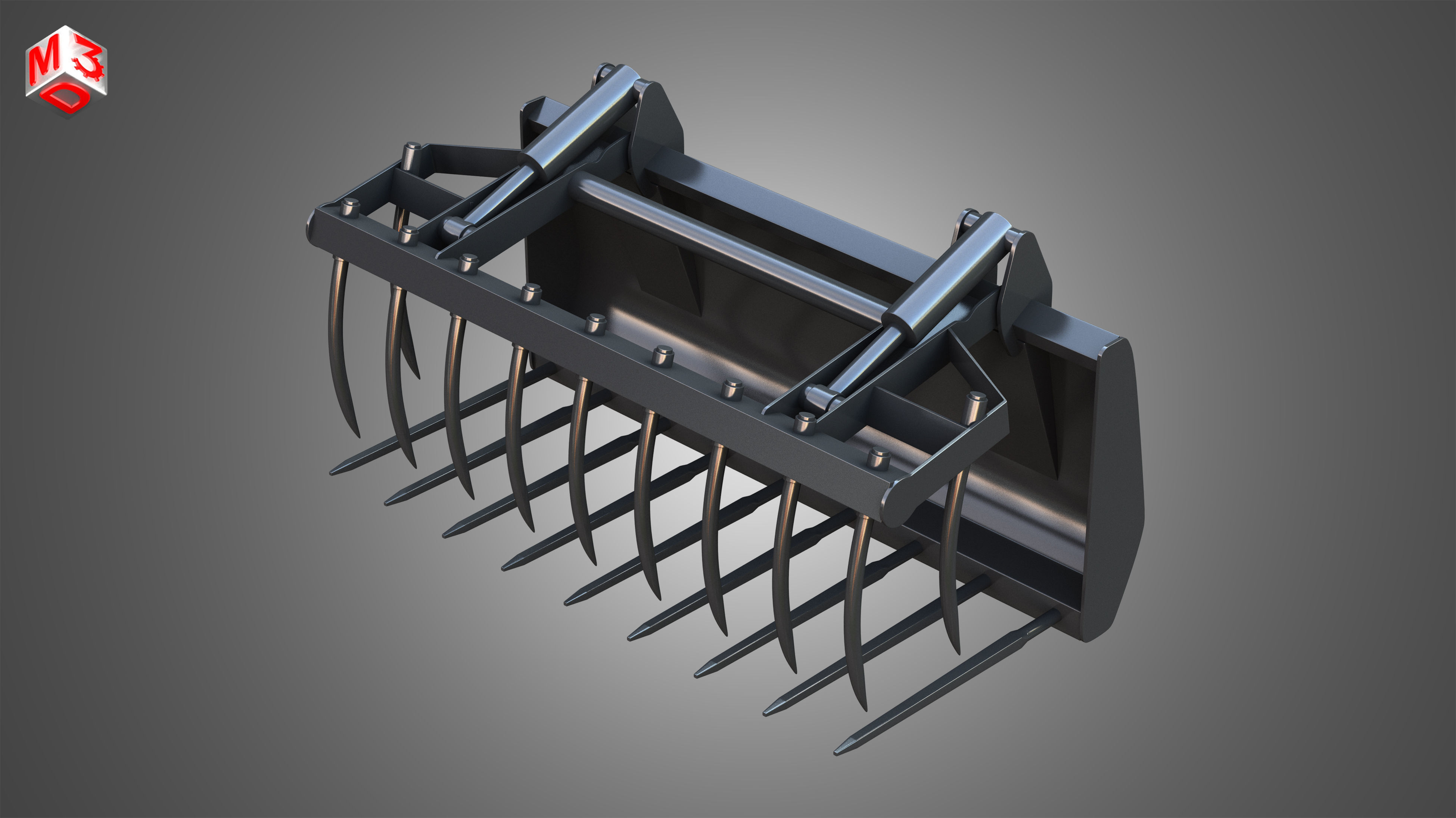 Fork with Grapple - Front Loader 3D model | CGTrader