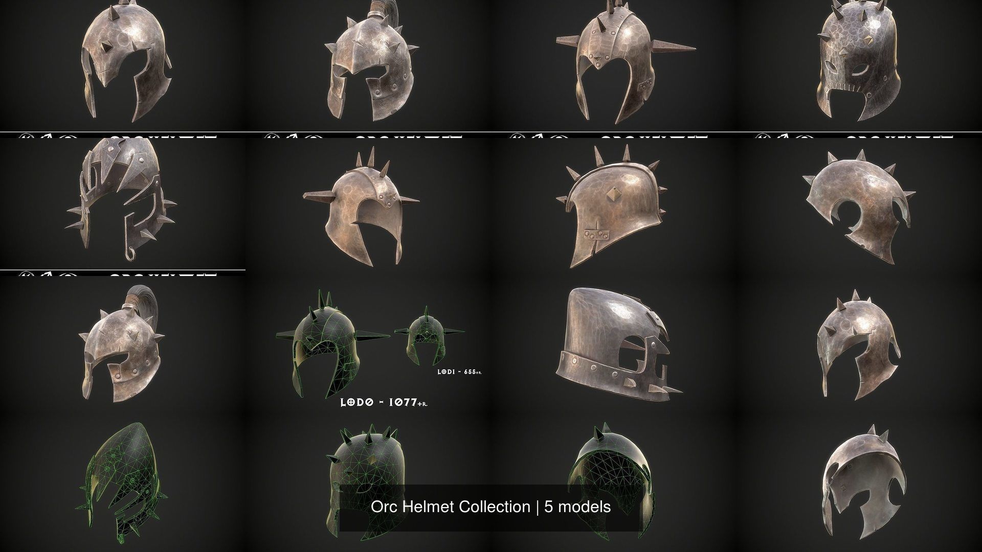 Orc Helmet Collection VR / AR / low-poly | CGTrader