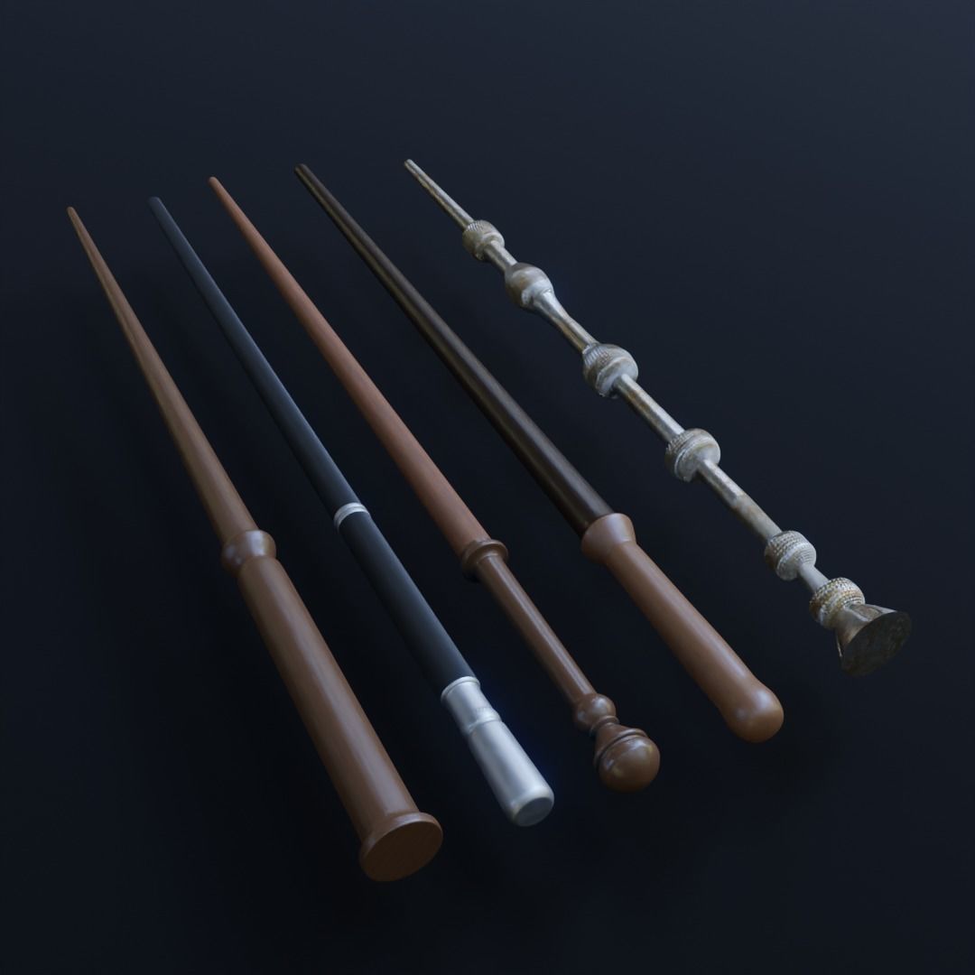 3D model 5 Low Poly Harry Potter Wands Pack VR / AR / low-poly | CGTrader