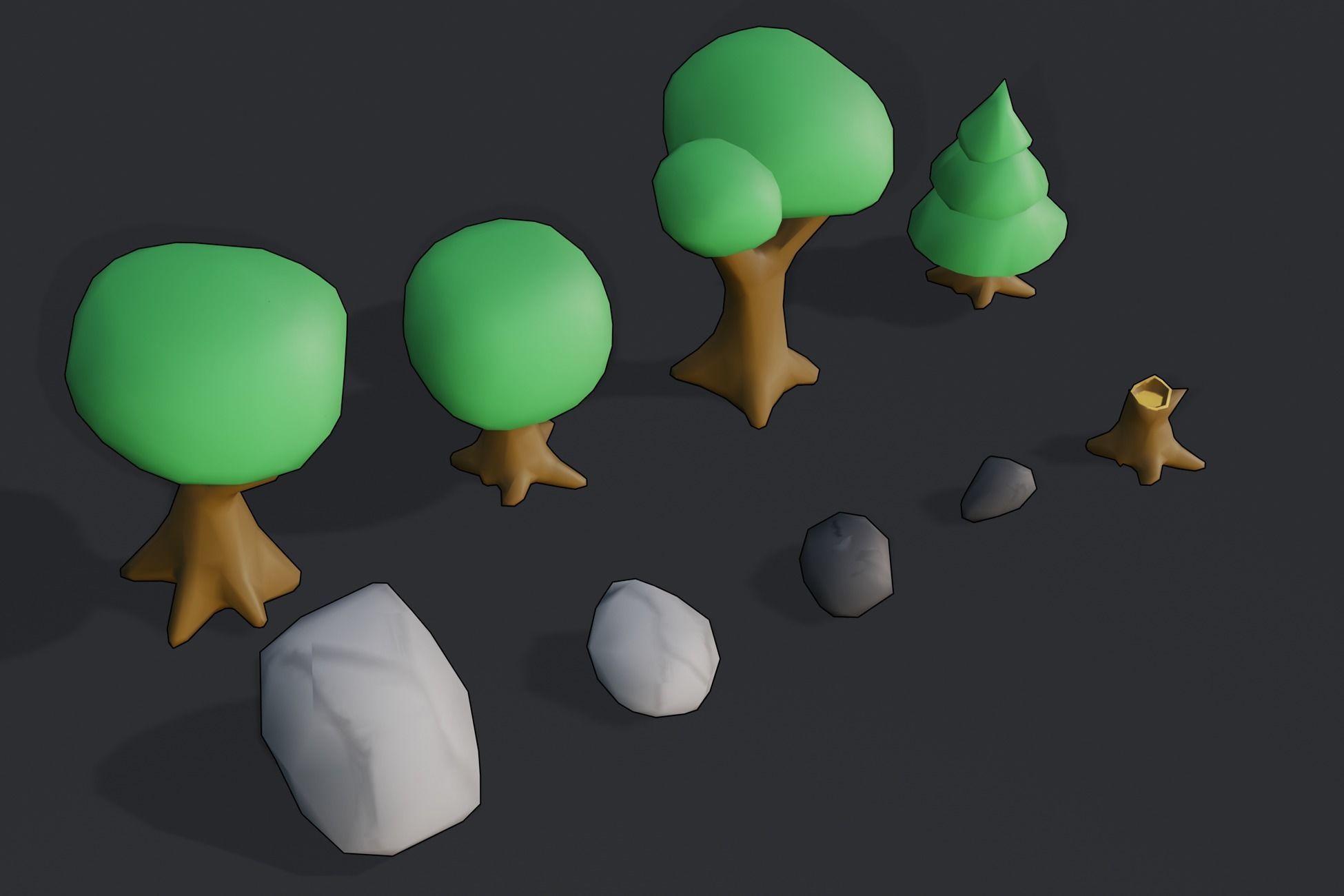 3D model Low poly stylized trees pack VR / AR / low-poly | CGTrader