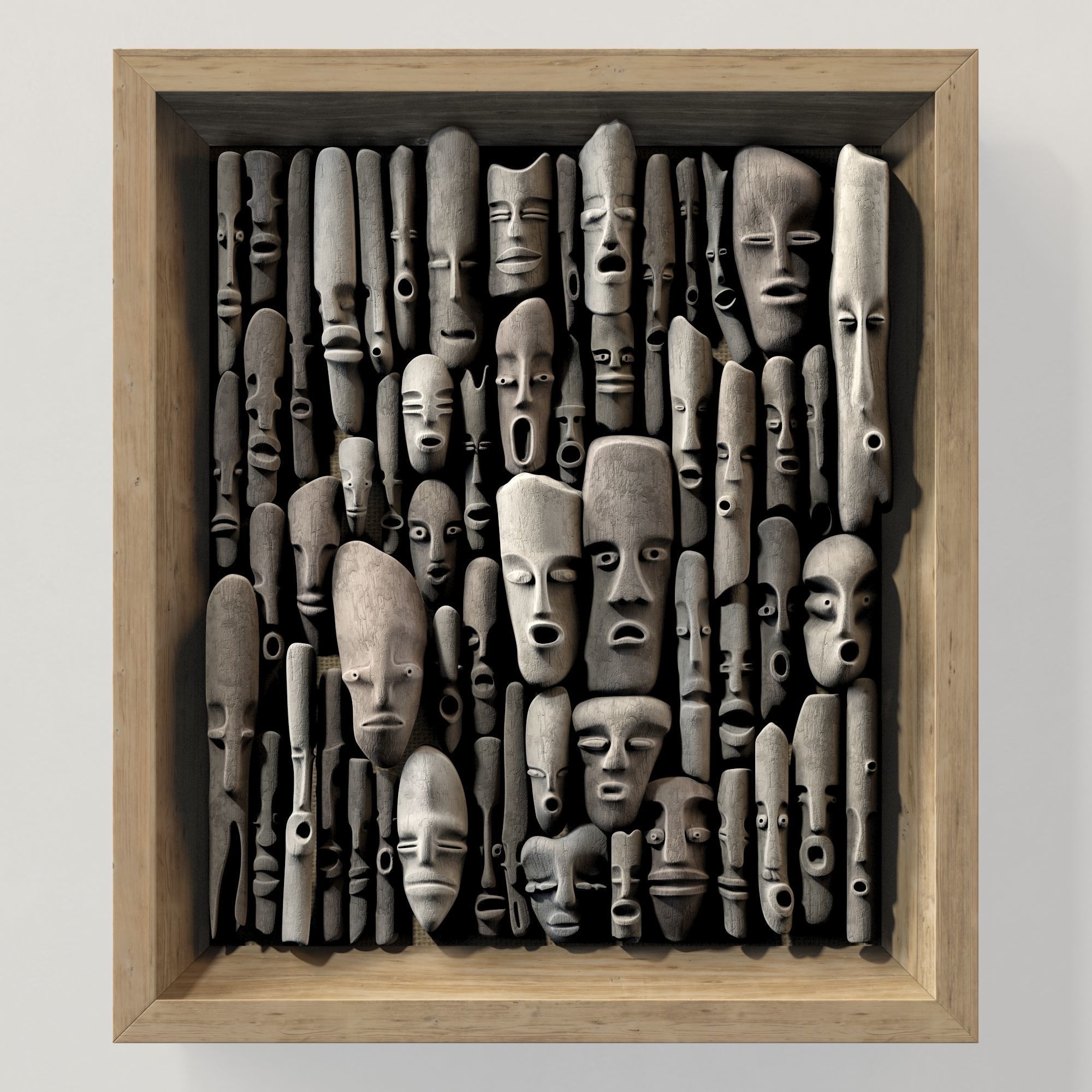 Wood faces panel decor n1 3D model | CGTrader