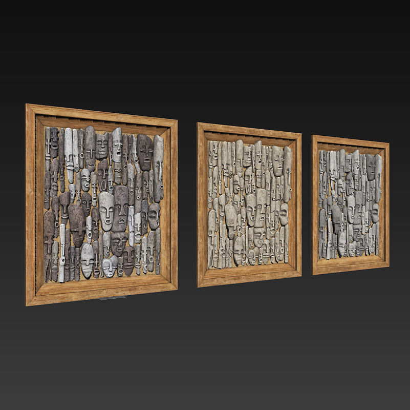 Wood faces panel decor n1 3D model | CGTrader