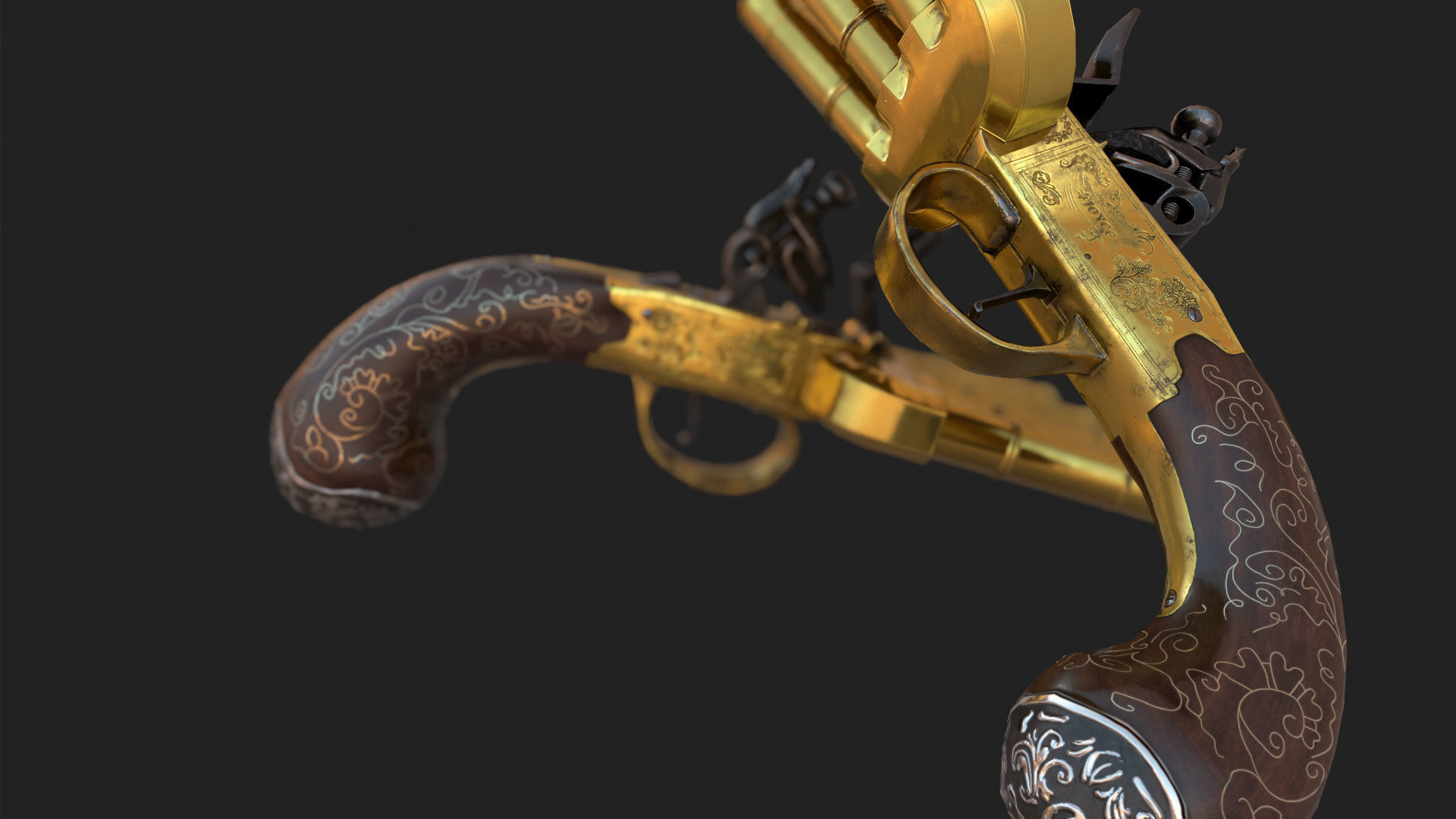 3D model Duckfoot Pistol Antique - Game Ready 3D Low Poly Asset VR / AR ...