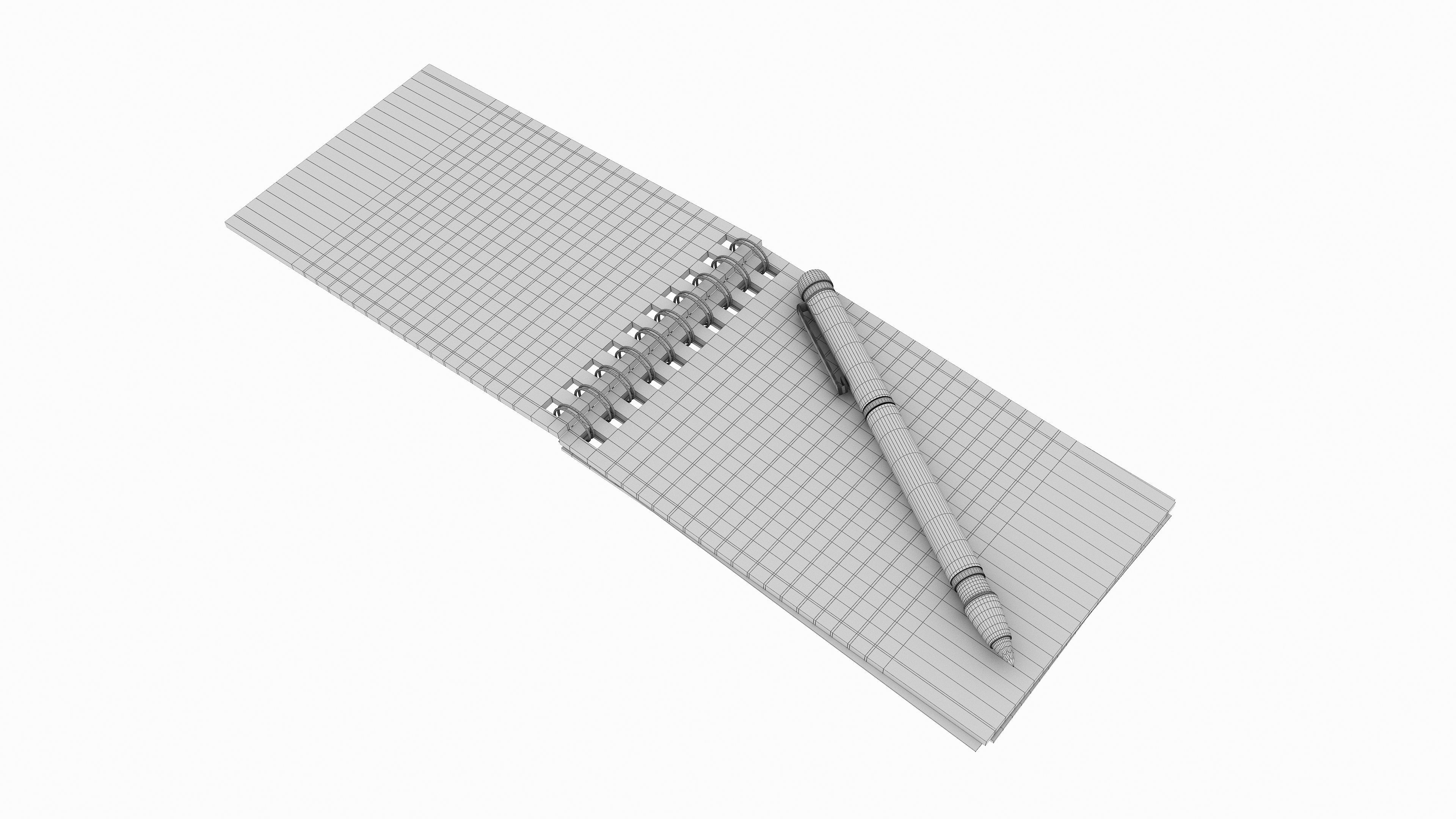 Notepadl001 notebook with pen 3D model | CGTrader