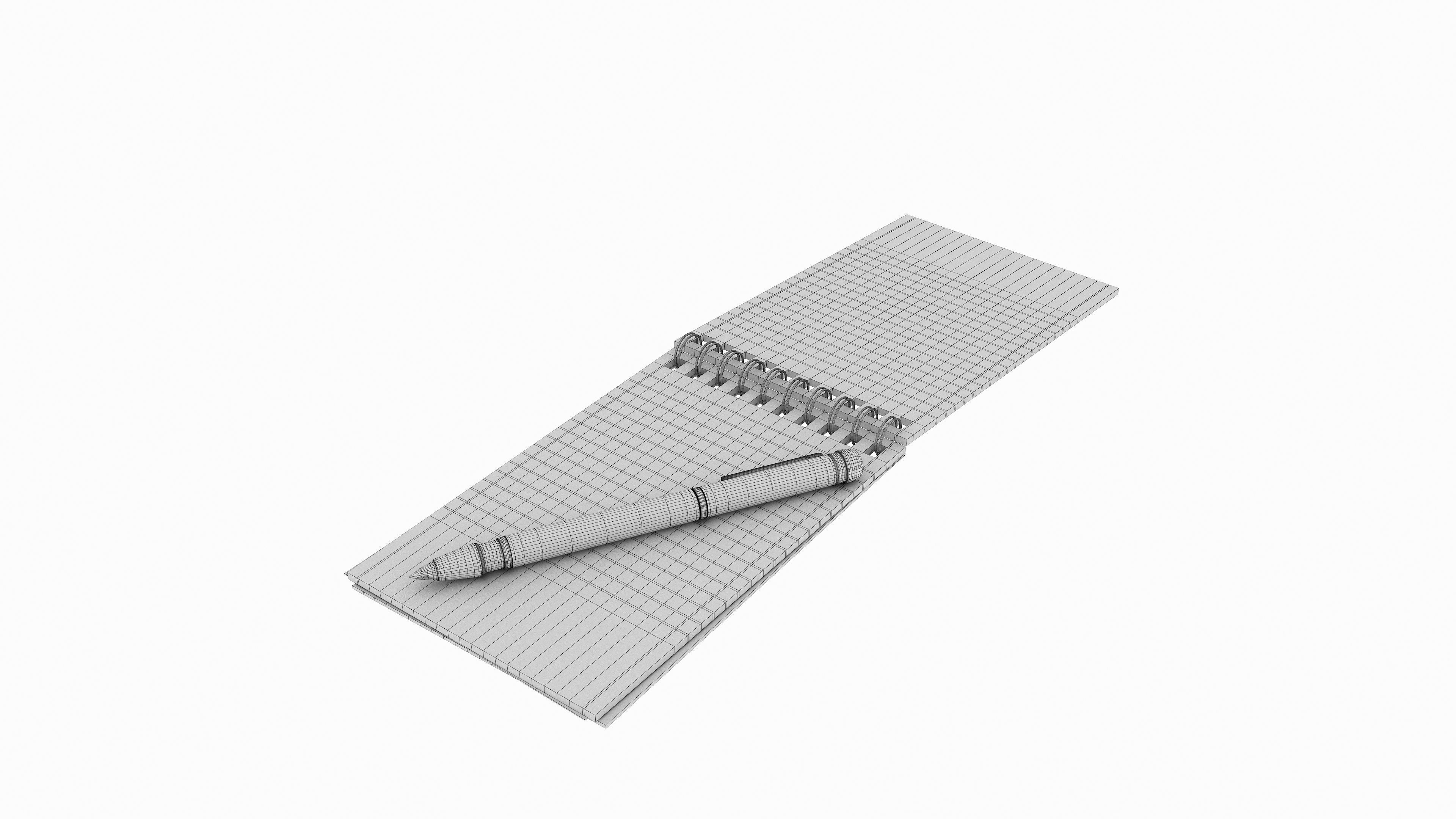 Notepadl001 notebook with pen 3D model | CGTrader