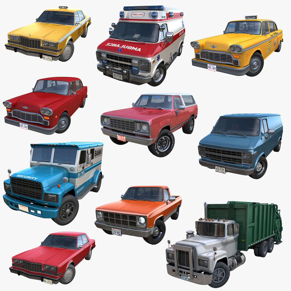3D Model Collection City traffic cars VR / AR / low-poly | CGTrader