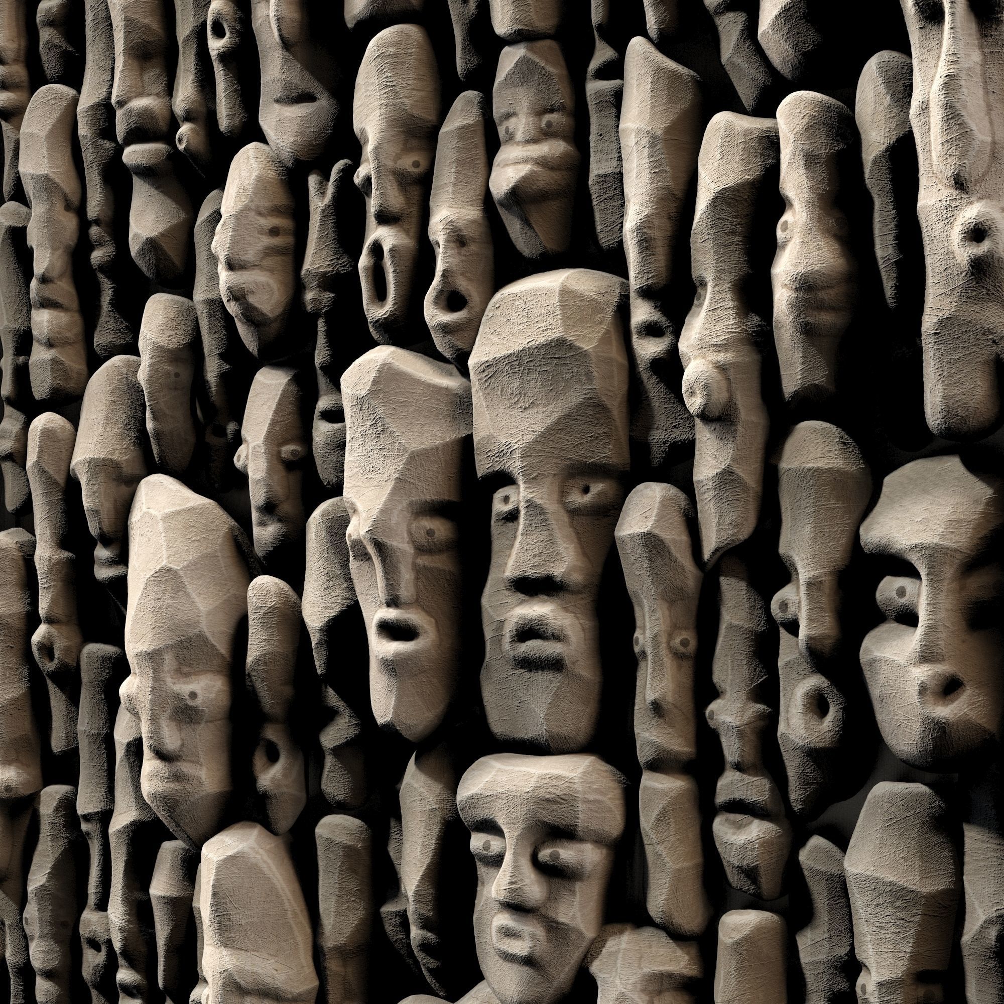 Wood faces panel decor n2 3D model | CGTrader